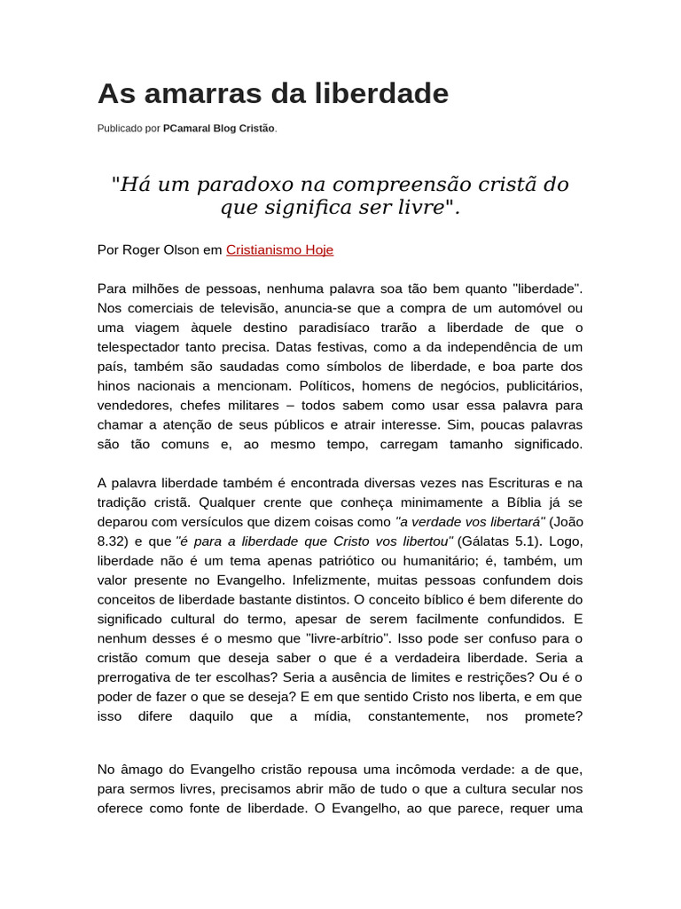 As Amarras Da Liberdade | PDF