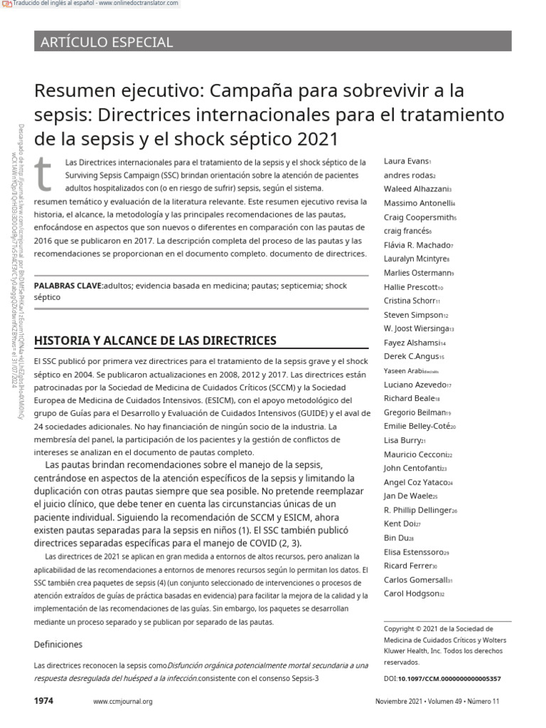 Executive Summary Surviving Sepsis Campaign .14.en - Es | PDF