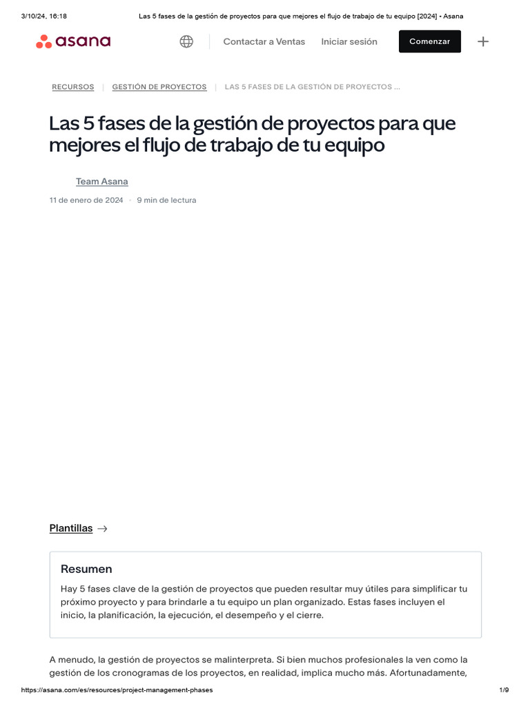 Las 5 Fases de La Gestión de Proyectos para Que Mejores El Flujo de Trabajo de Tu Equipo (2024 ...