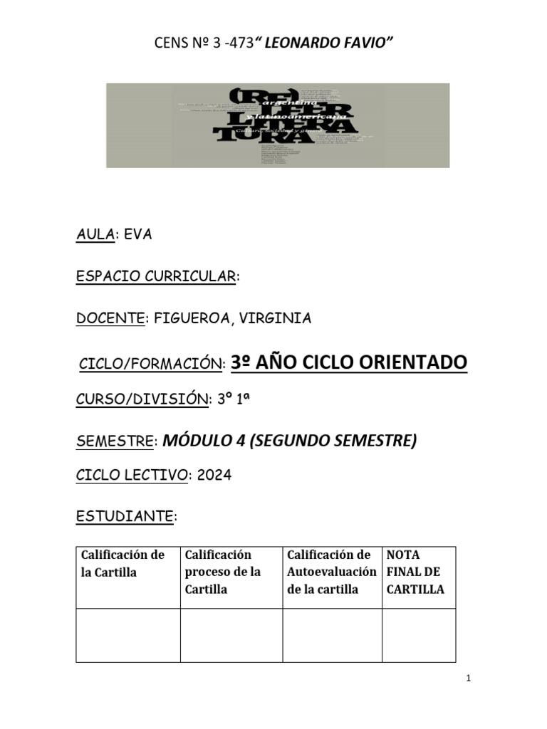 Lengua Cartilla 4 de 3º Año 2º Semestre Módulo 4 Cens 3-473 | PDF