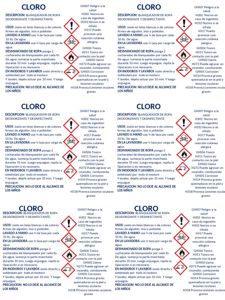 Etiqueta Chica Cloro | PDF