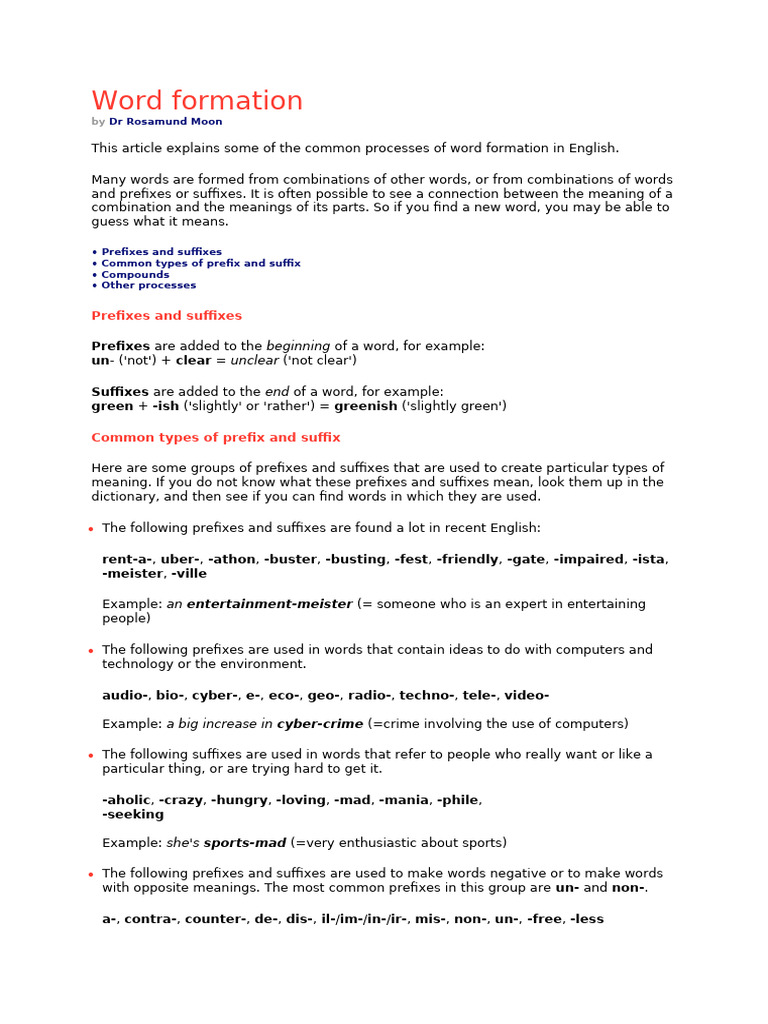 Word Formation - British | PDF