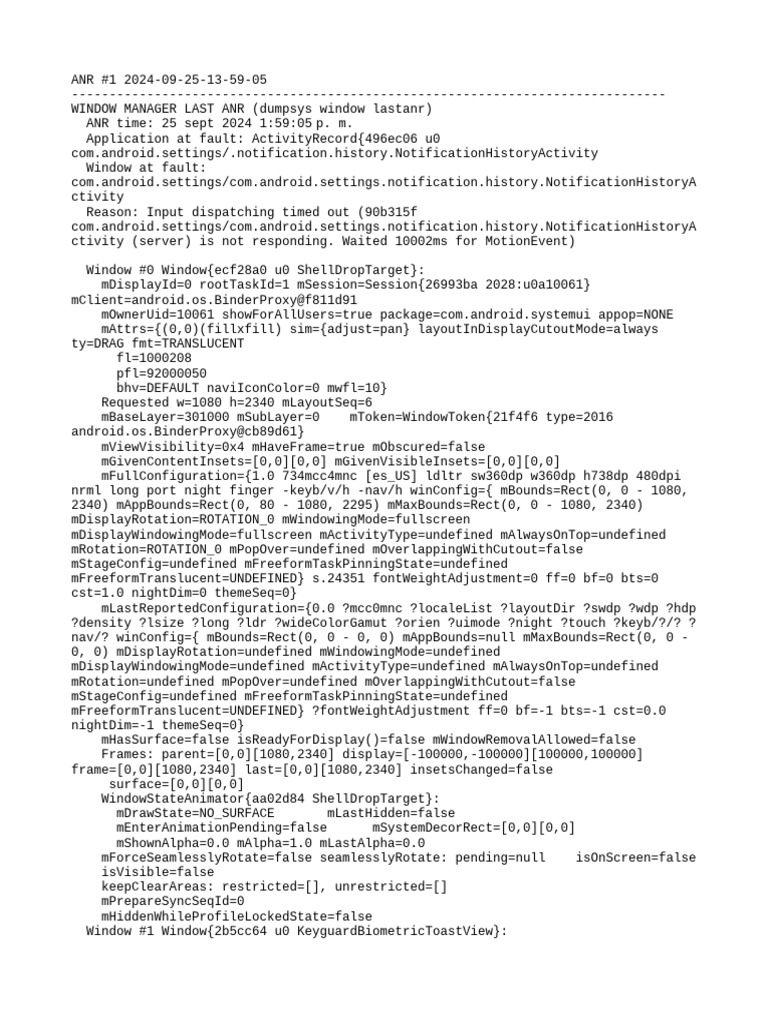 Dumpsys ANR WindowManager | PDF