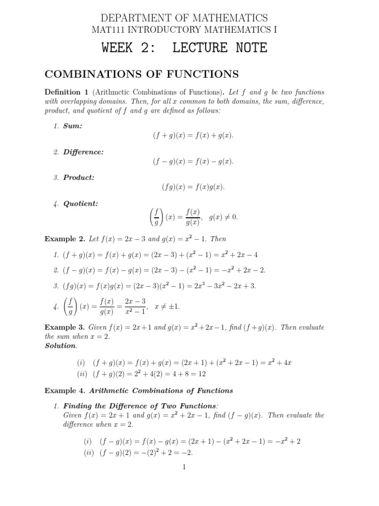 MAT111 Week 2 Lecture Note | PDF