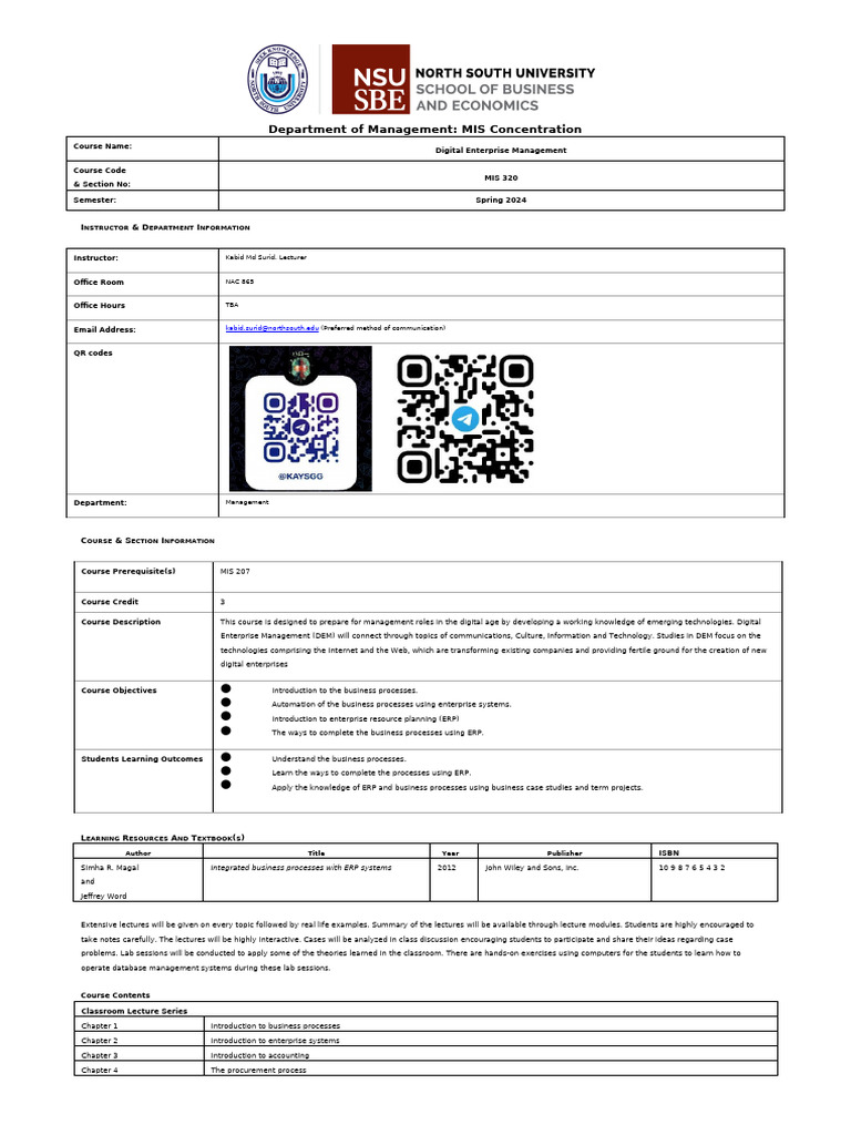 MIS 320 Course Outline | PDF