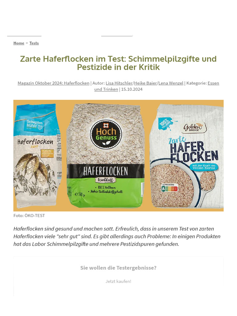 Zarte Haferflocken Test