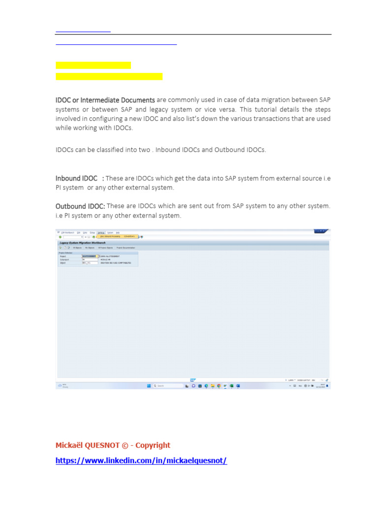 Configuration Steps in IDOC For LSMW | PDF