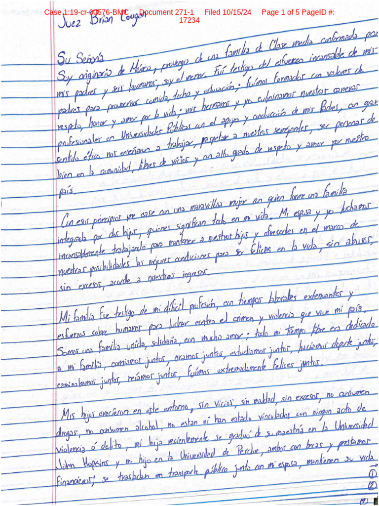 Carta de García Luna Al Juez Brian Cogan | PDF | Tecnología | Finanzas ...