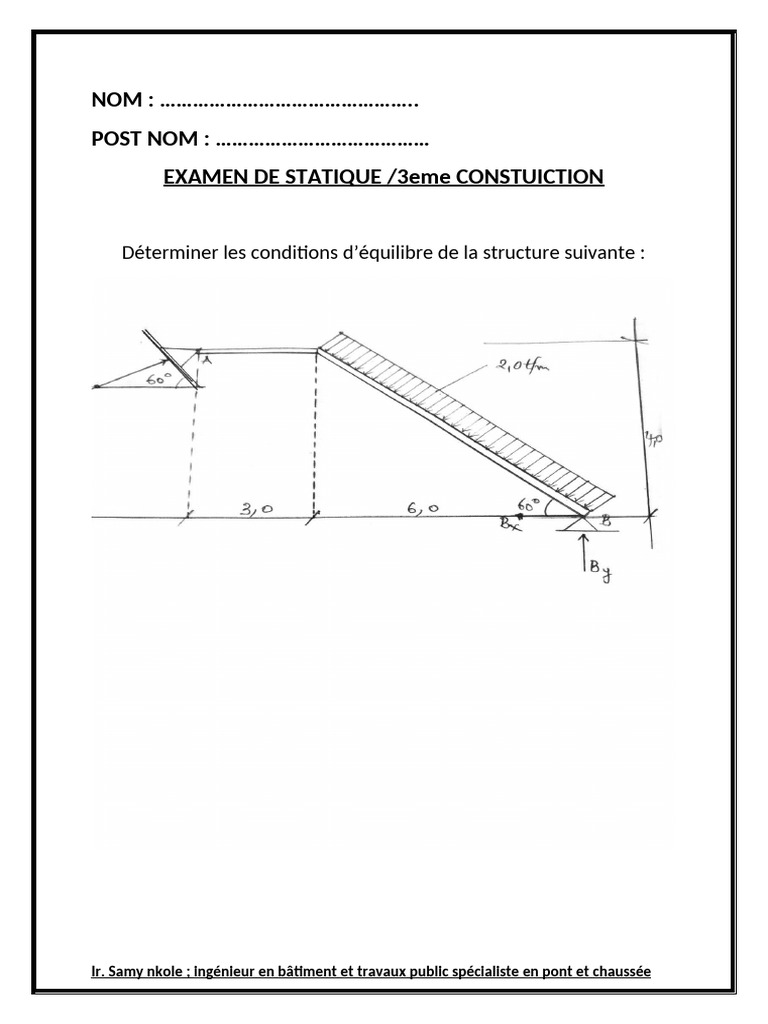 Examen de Statique-1 | PDF