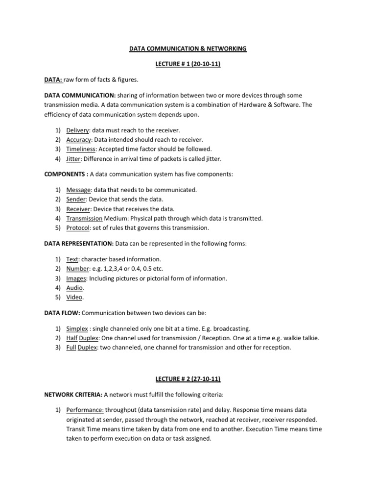 Data Communication And Network Notes Pdf