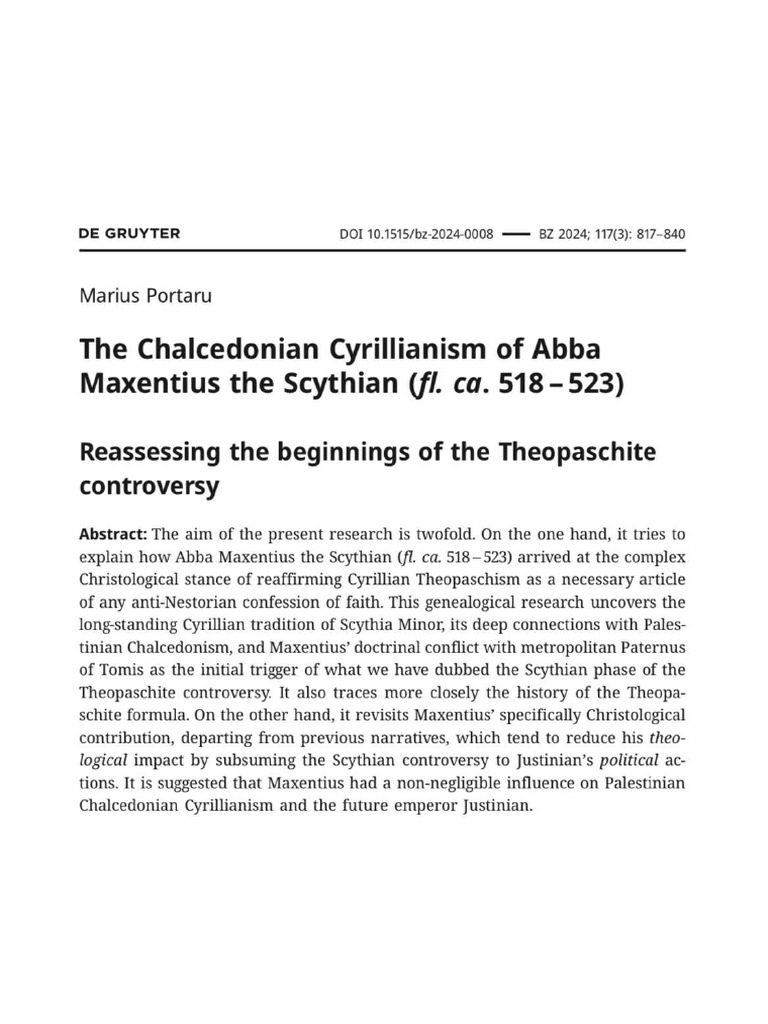 The Chalcedonian Cyrillianism of Abba M | PDF