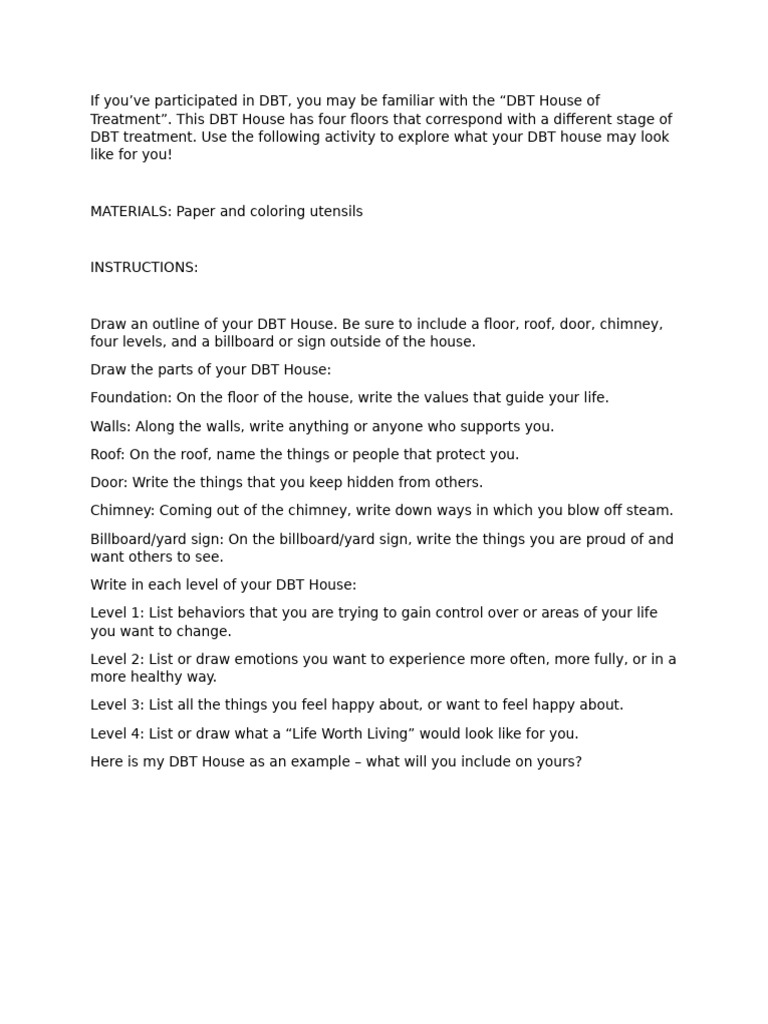 Dbt House Pdf
