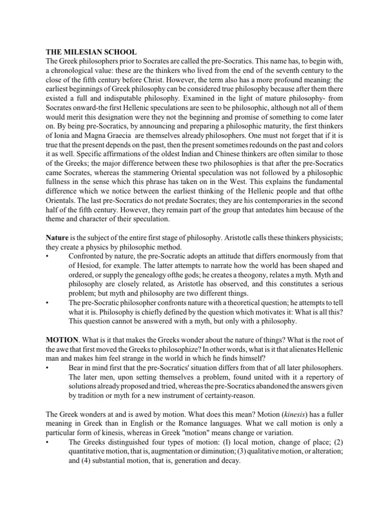 The Milesian School | PDF