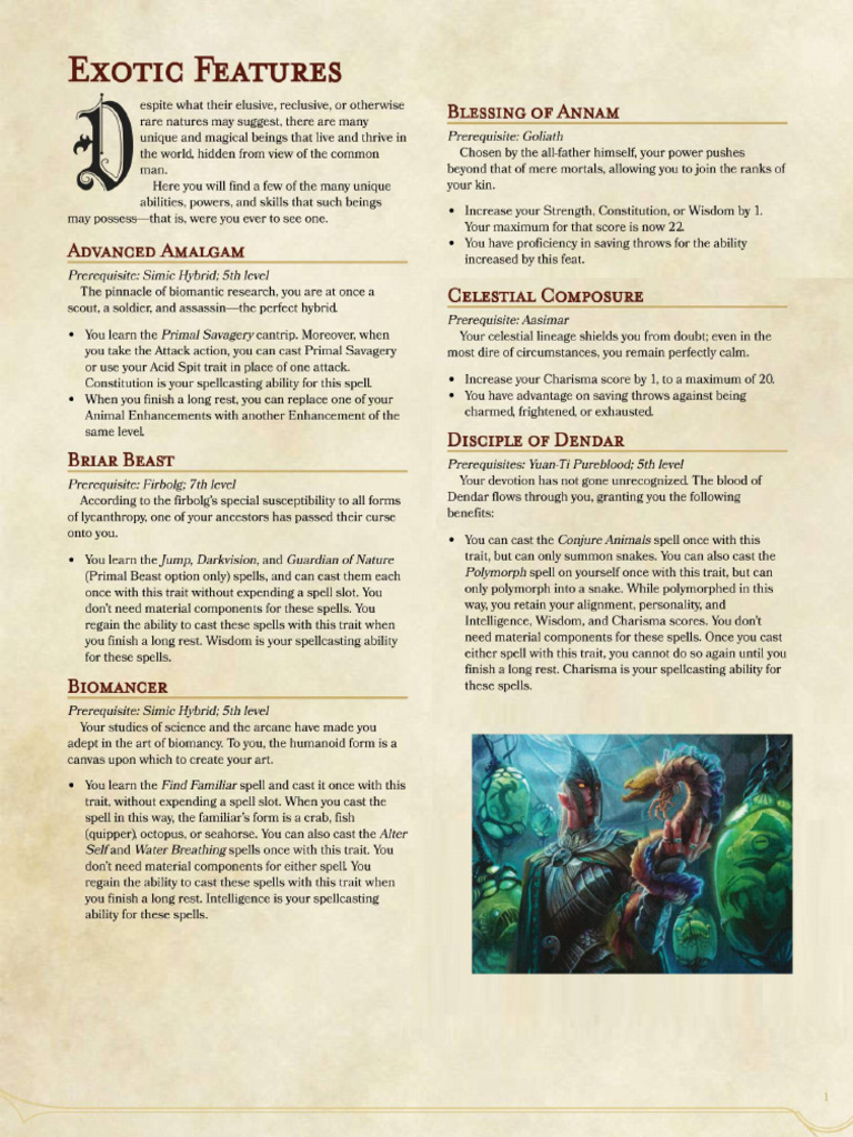 D&D 5E - Homebrew - Exotic Racial Feats | PDF