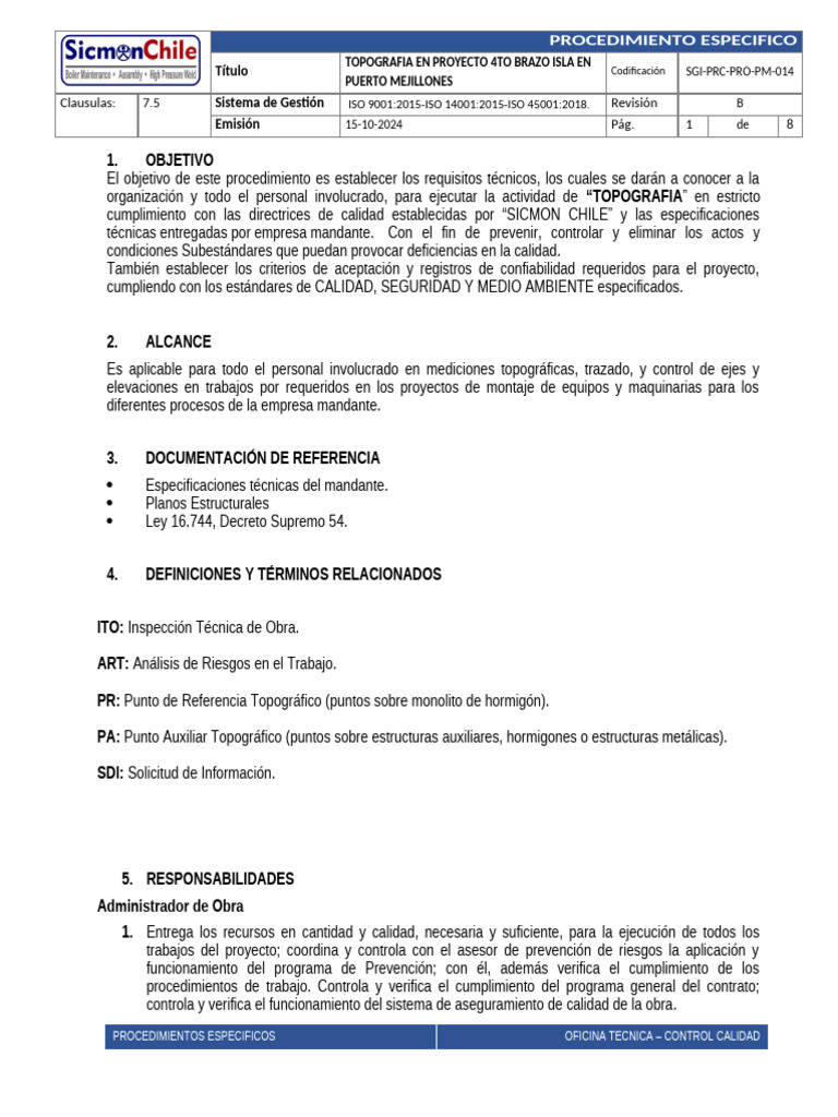 SGI-PRC-PRO-PM-014 Rev.B Topografia. | PDF