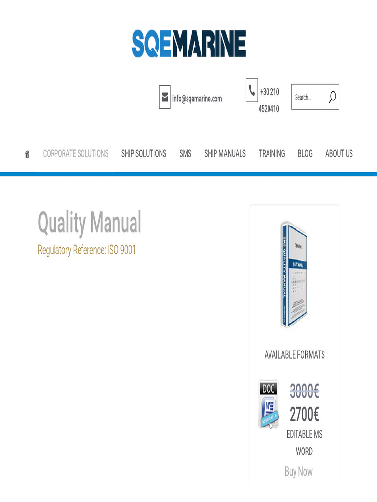 Quality Manual - SQE Marine | PDF