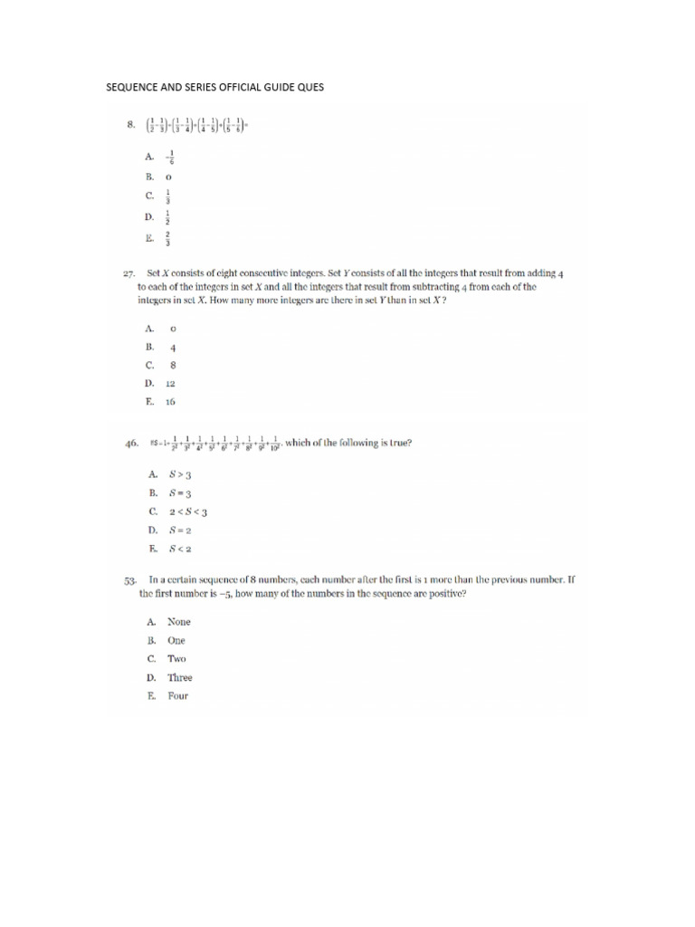 Sequence and Series Official Guide Ques | PDF
