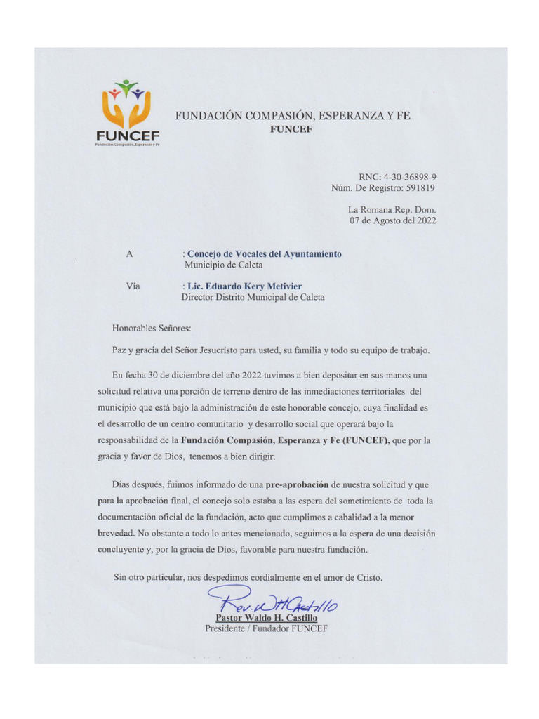 Carta Concejo Vocales Caleta | PDF