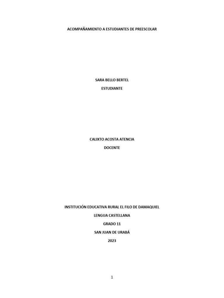 Proyecto Sara | PDF | Aprendizaje | Educación de la primera infancia