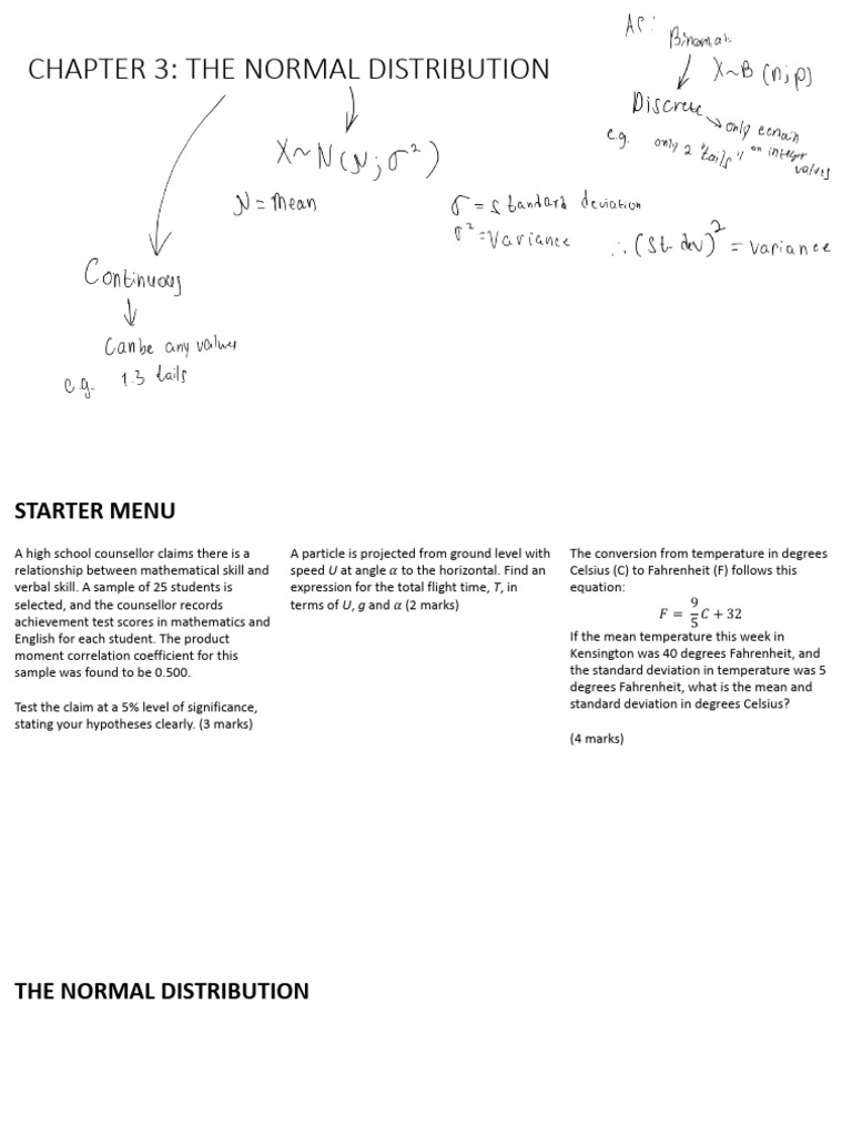 Normal Distribution Notes | PDF