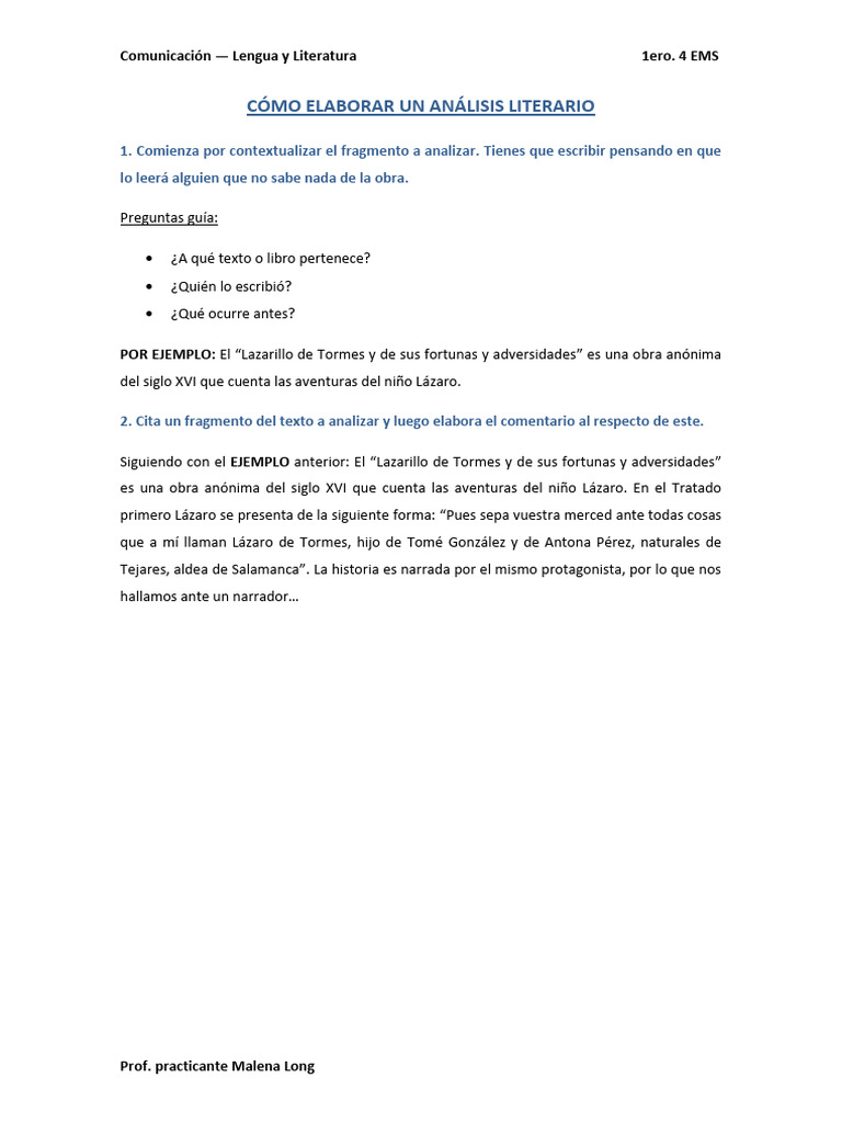 Cómo Elaborar Un Análisis Literario | PDF