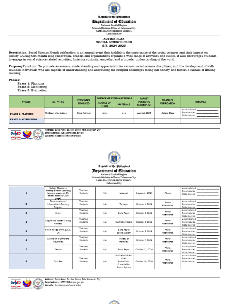 Action Plan 2024 SocSci | PDF