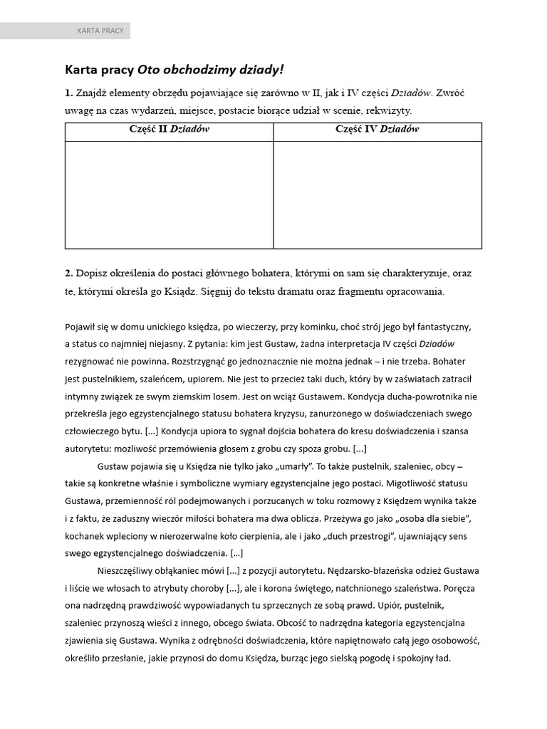 Dziady CZ IV Opracowanie Lektury (11) .PDF Gustaw | PDF