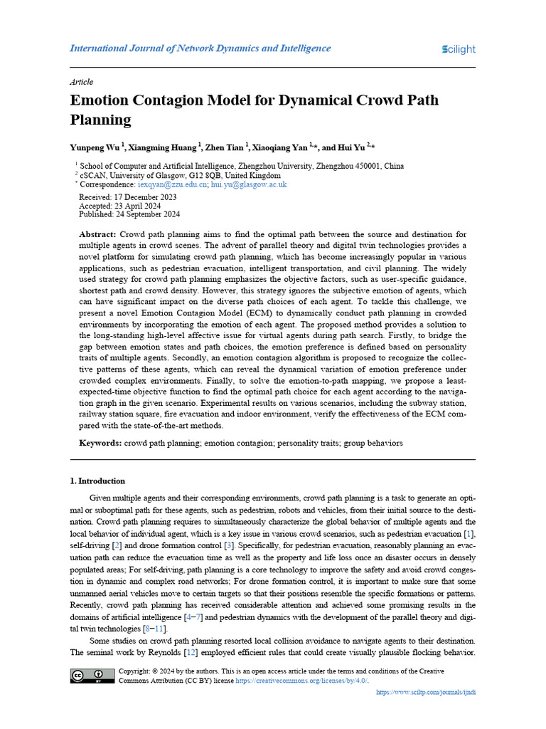 Emotion Contagion Model For Dynamical Crowd Path P | PDF