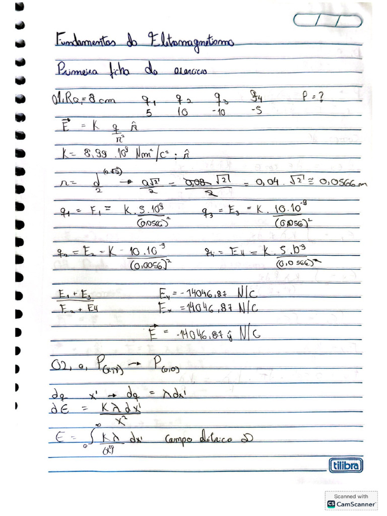Primeira Lista de Exercicio Eletromag - Caio Tenório | PDF