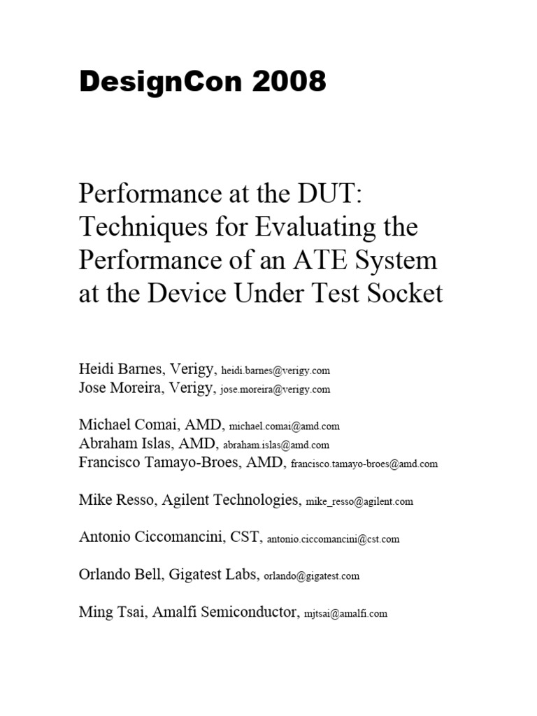 Performance at The DUT: Techniques For Evaluating The Performance of An ...
