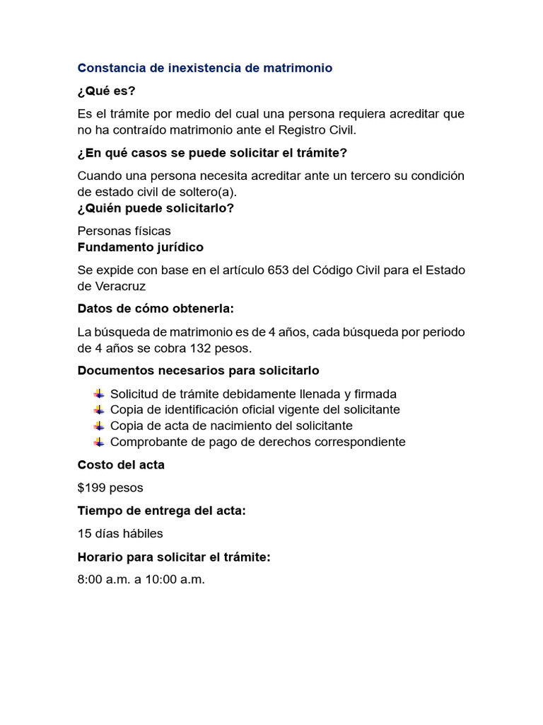 Copia De Constancia De Inexistencia De Matrimonio Pdf