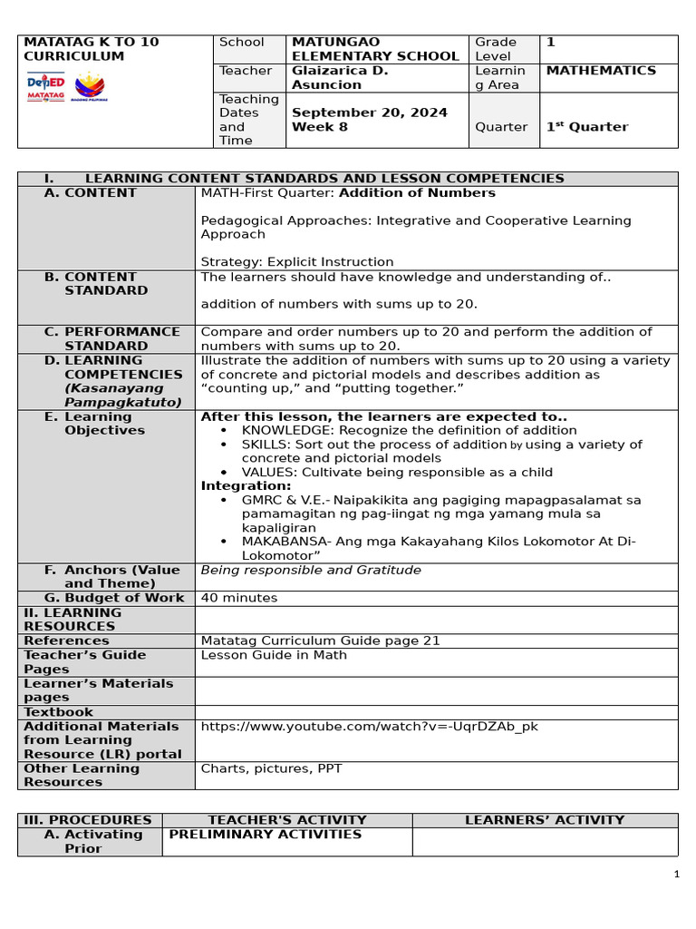 Le Co1 Math Week8 | PDF