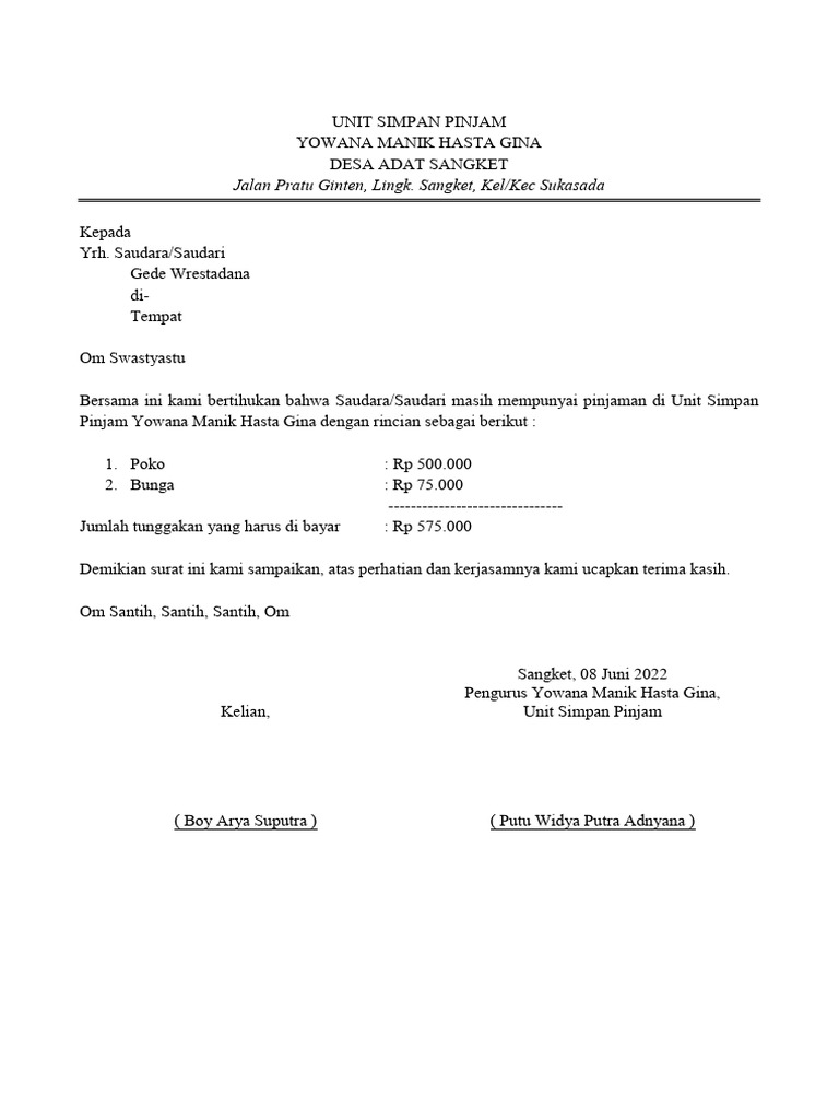 Surat Tagihan Usp | PDF