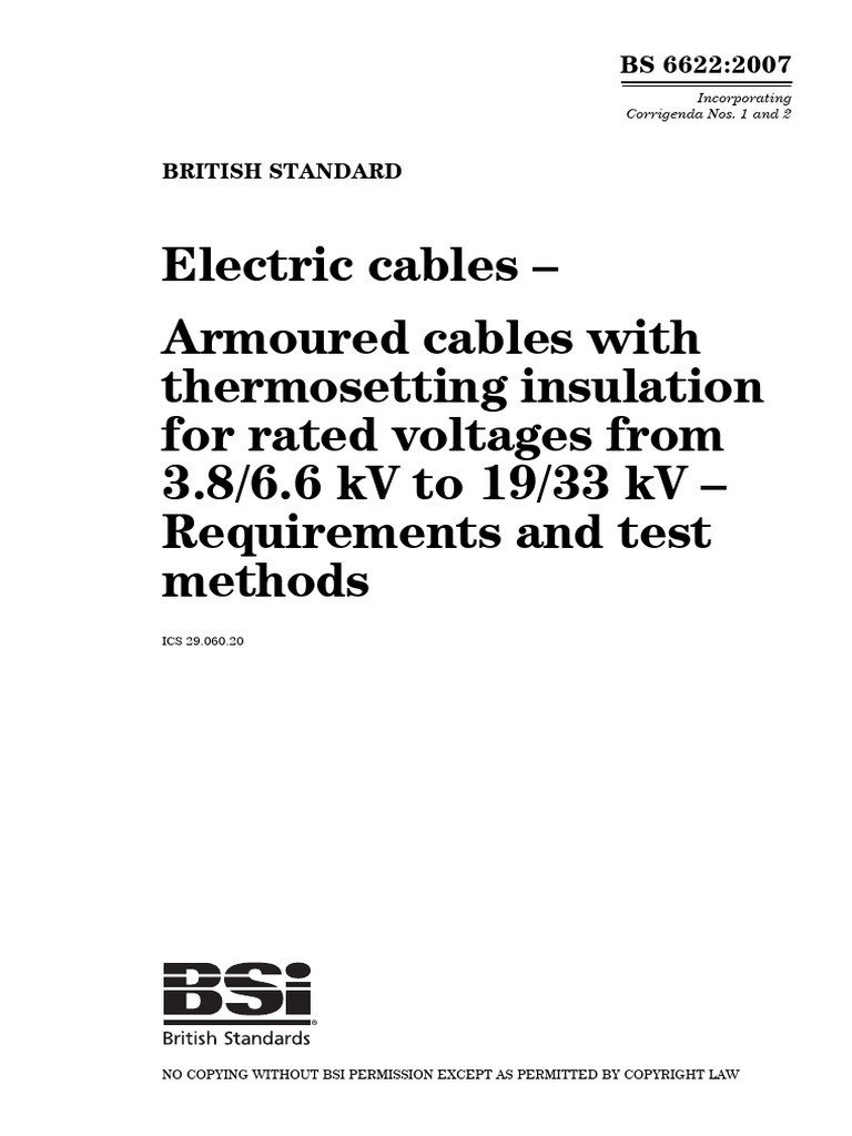 BS6622-2007 Electric Cables | PDF