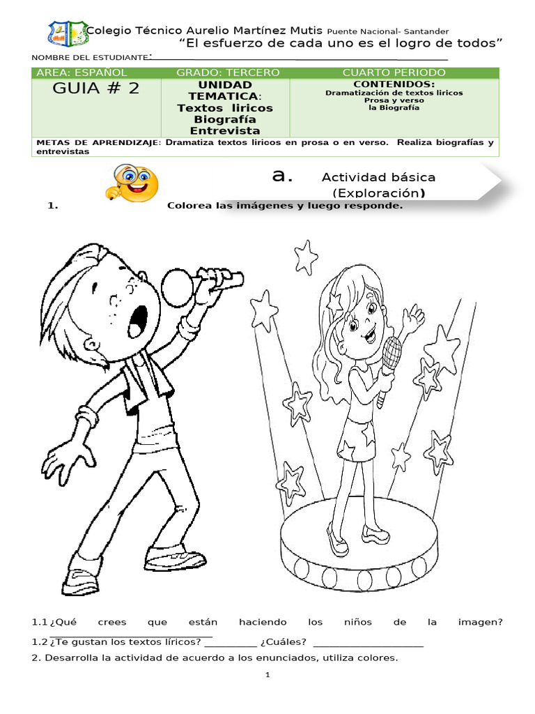 Guia 2 Español 3° Cuarto Periodo 2023 | PDF