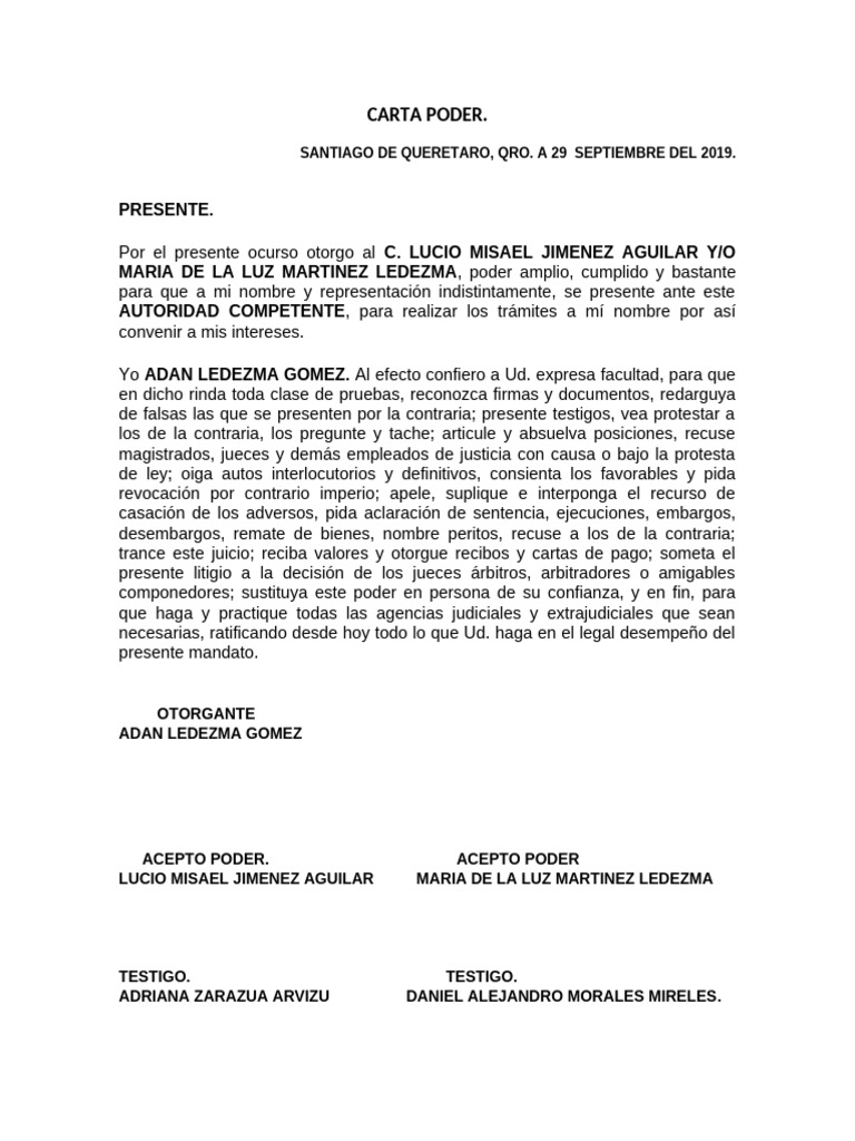 Carta Poder Don Adan | PDF