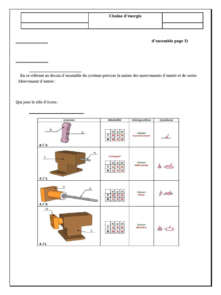 Exercice Liaisons Mécaniques Prof | PDF