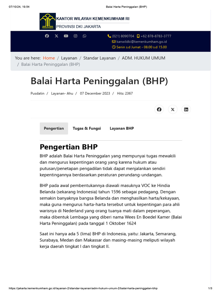 Balai Harta Peninggalan (BHP) 1 | PDF