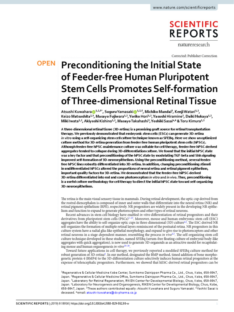 Preconditioning The Initial State of Feeder-Free Human Pluripotent Stem ...