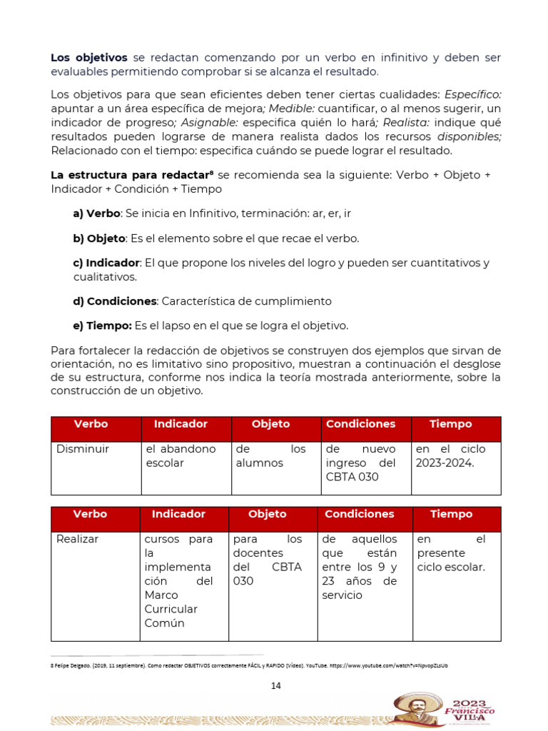 Redactar Objetivos | PDF