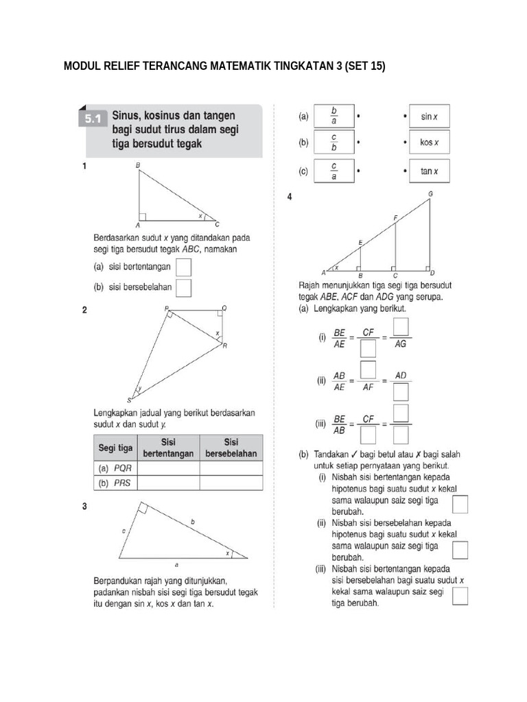 Latihan matematik bab 5 tingkatan 3 | PDF