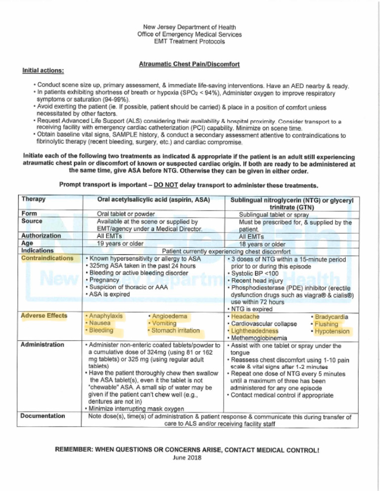 Atraumatic Chest Pain Protocol Final 6.21.2018 | PDF