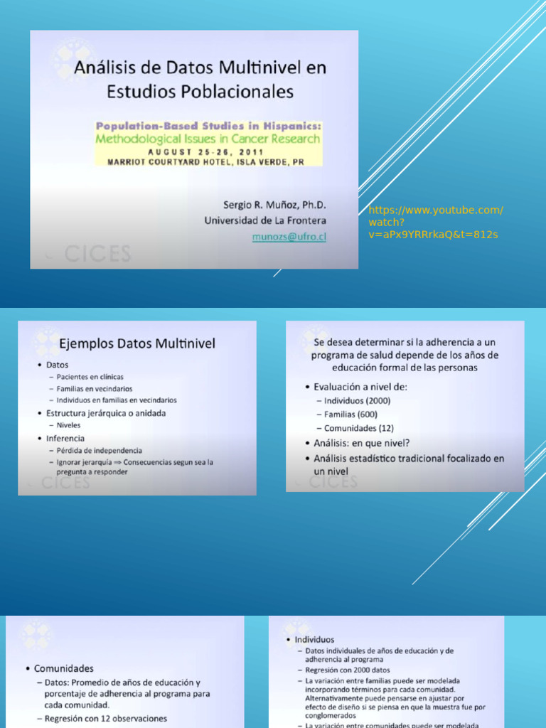 Análisis de Datos Multinivel en Estudios Poblacionales | PDF