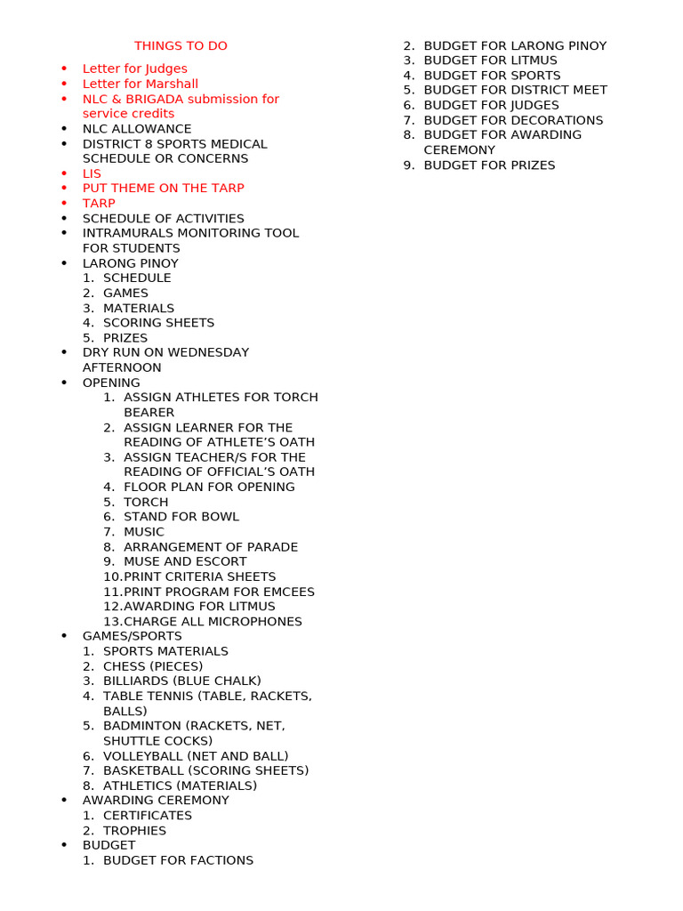 Things To Do | PDF | Sports & Recreation