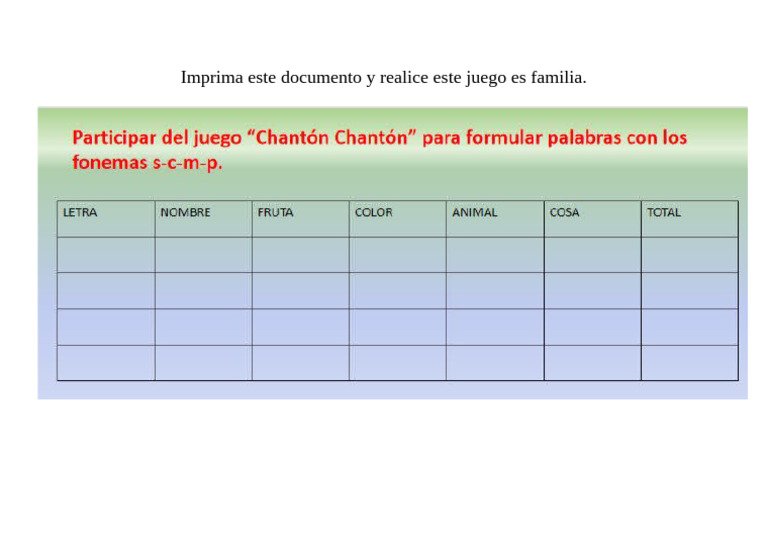 Juego Del Chanton, Chanton | PDF