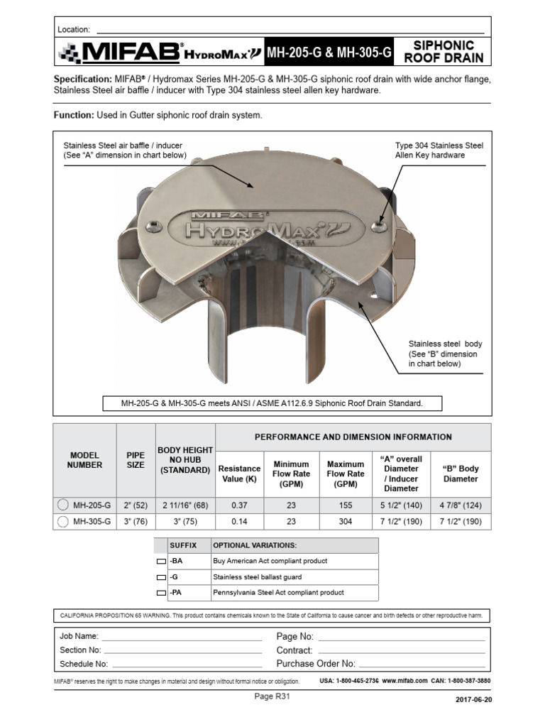 MH-205-G, MH-305-G - Spec Sheet | PDF