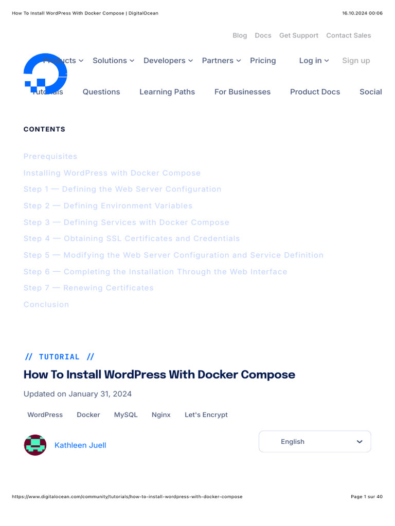 How To Install Wordpress With Docker Compose Digitalocean Pdf