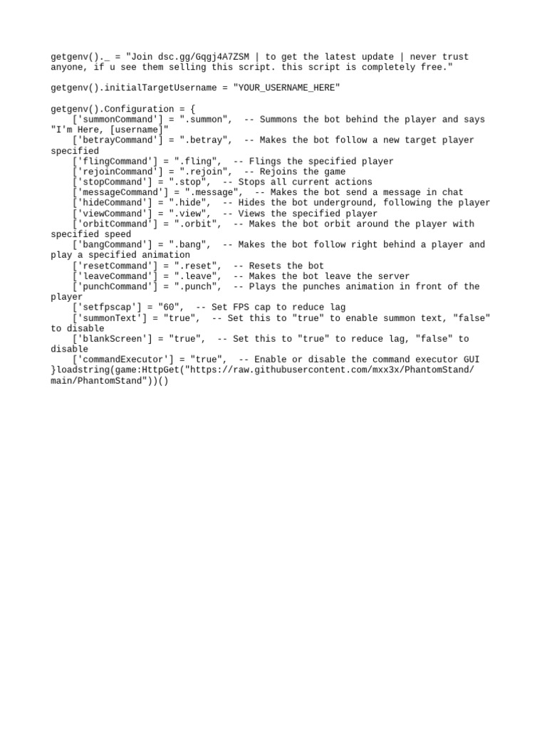 Phantom Stand Script | PDF