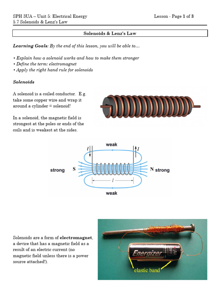 5.7 Solenoids & Lenz's Law | PDF