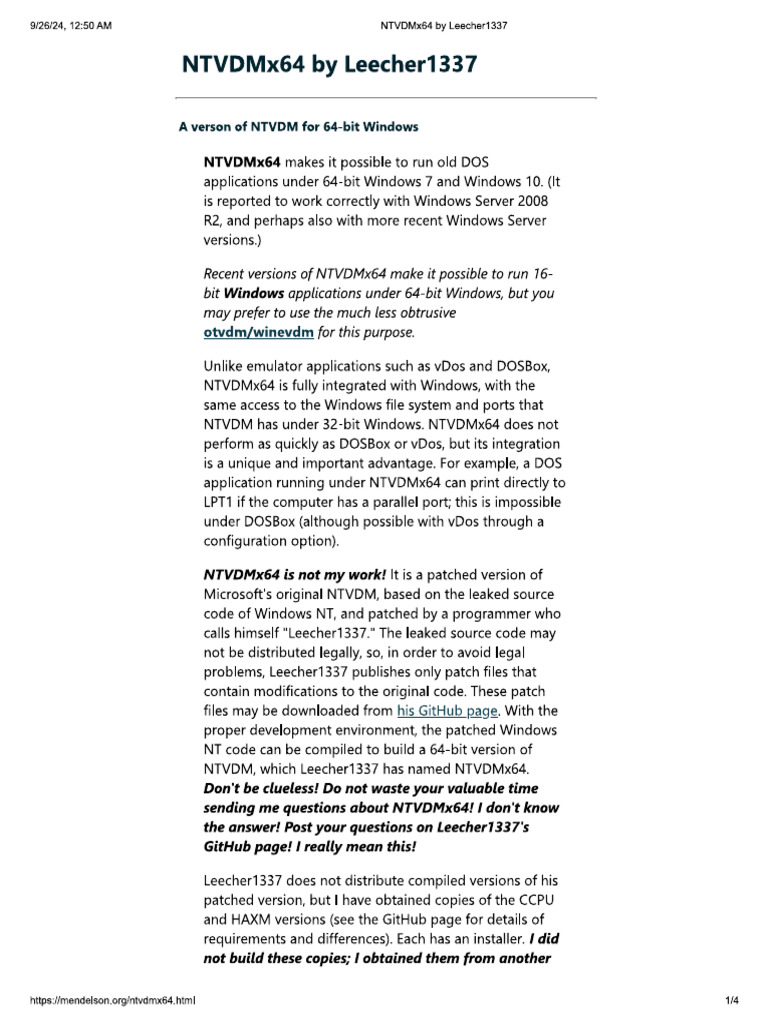 16bit Programs in Windows 10 | PDF